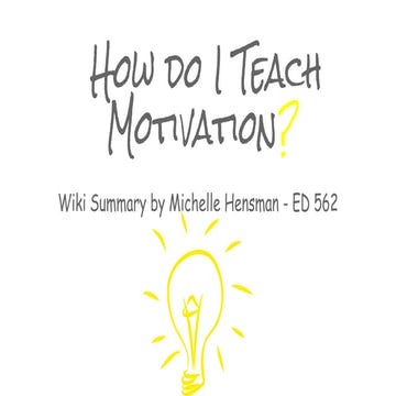 How to Teach Motivation | PDF
