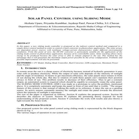SOLAR PANEL CONTROL USING SLIDING MODE | PDF
