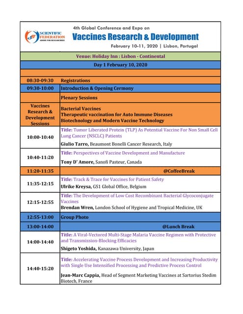 Vaccines 2020 conference brochure | PPT
