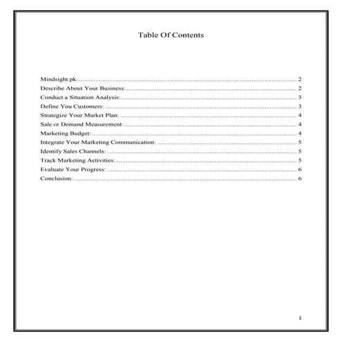 10 elements of good marketing plan final project | PDF