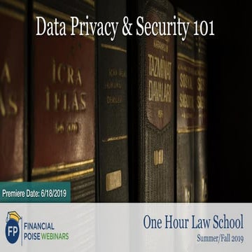 Data Privacy & Security 101 (Series: One Hour Law School) | PDF
