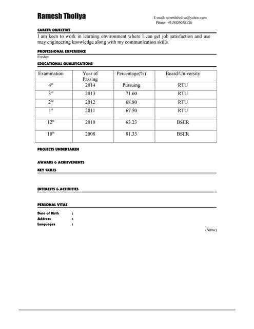 Resume format | DOC | Resume Writing and Advice | Job Search