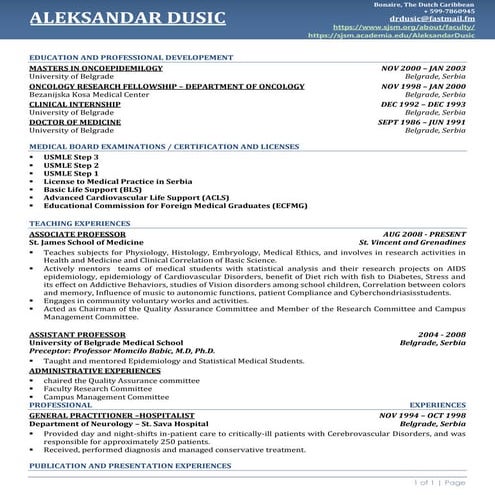 CV Dr.Dusic | PDF