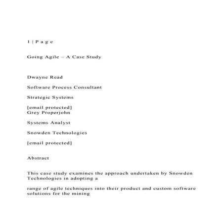 1 P a g e Going Agile – A Case Study Dwayne .docx
