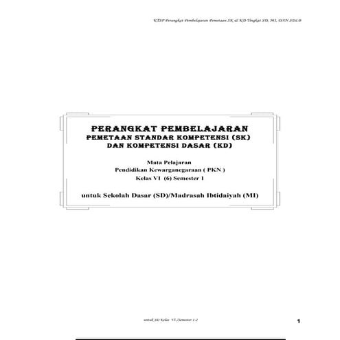 [1] pemetaan sk & kd kls vi | PDF