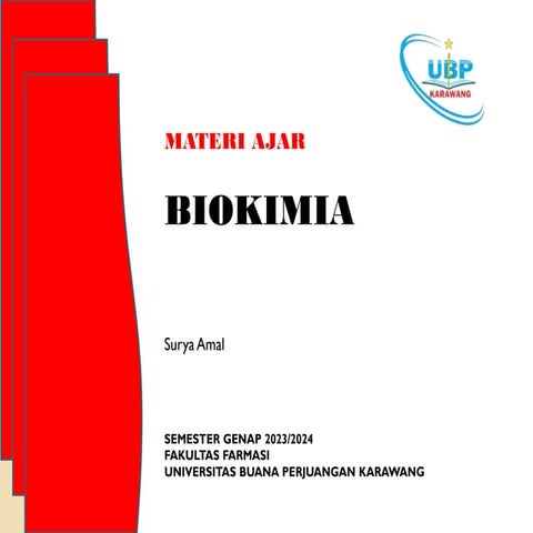 PENGANTAR BIOKIMIA UBP Pertemuan 1 Tahun 2024 | PPT