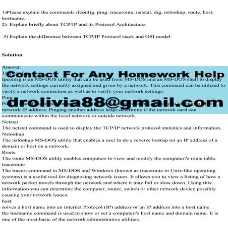 1 Please Explain The Commands Ifconfig Ping Traceroute Netstat D Pdf