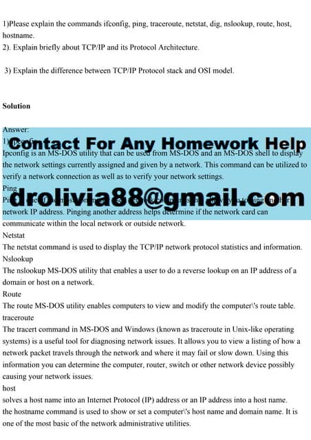 1 Please Explain The Commands Ifconfig Ping Traceroute Netstat D Pdf