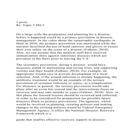1 postsRe Topic 5 DQ 2On a large scale the preparation .docx