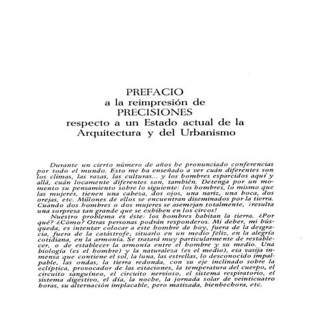 Prefacio a la reimpresión de Precisiones - Le Corbusier | PDF