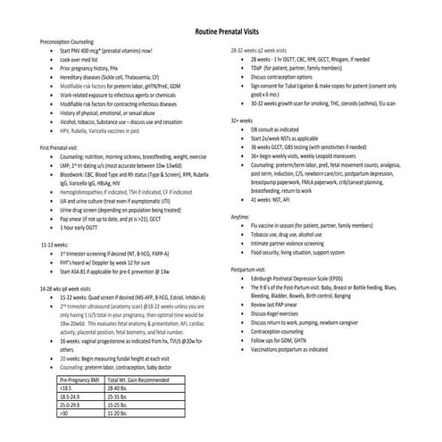 prenatal testing cheat sheet | PDF | Pregnancy | Reproductive Health