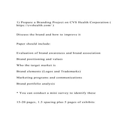 1) Prepare a Branding Project on CVS Health Corporation ( https.docx