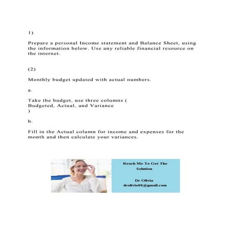 1)Prepare a personal Income statement and Balance Sheet, using.docx