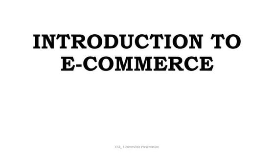 Introduction of E-commerce in ICT applications | PPTX