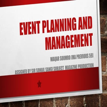 Waqar Ali-M.A prev-2k20/MMC/59-Event planning and management | PPT