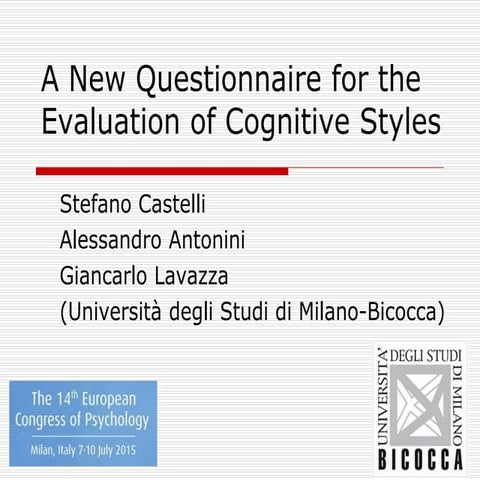 A New Questionnaire for the Evaluation of Cognitive Styles (14th ECP ...
