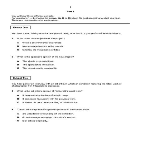 1 proficiency 2013 listening test | PDF