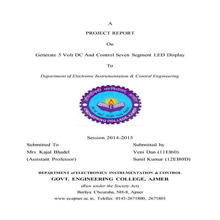 first page of report ,synopsis of govt engineering college ,ajmer | DOCX