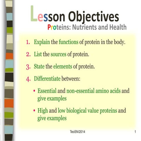 Sec 3 F&N: Proteins (Part 1: Nutrients and Health) | PPT