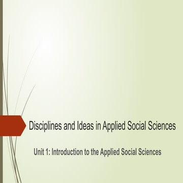 Introduction to the Disciplines of Applied Social Sciences | PPTX
