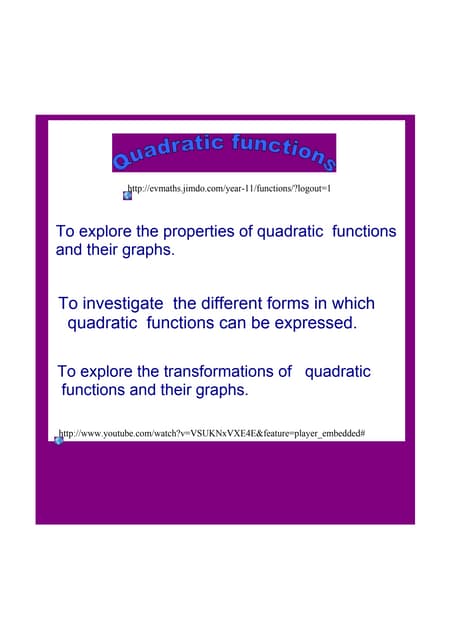 Quadratic functions | PPTX