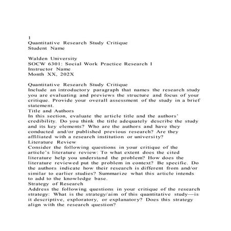 1 quantitative research study critiquestudent namewalden | DOCX