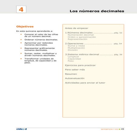 números decimales-para-cuarto-grado-de-primaria | DOC