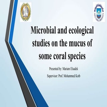microbial studies on coral mucus | PPT