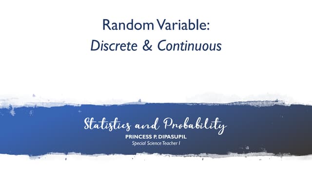 Mean, variance, and standard deviation of a Discrete Random Variable | PPTX