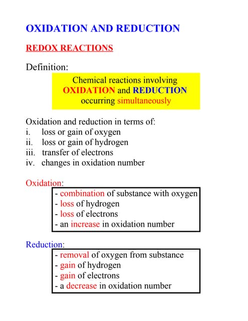 Oxidation & reduction | PPT