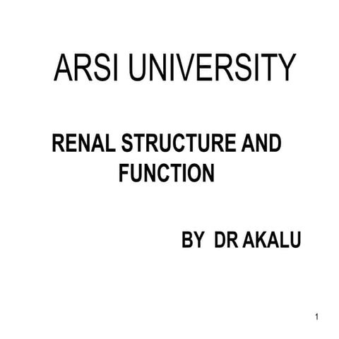 Comprehensive Overview of Renal Structure, Function, and Disorders | PPTX
