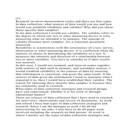 (1)Research involves measurement scales and there are four types.docx