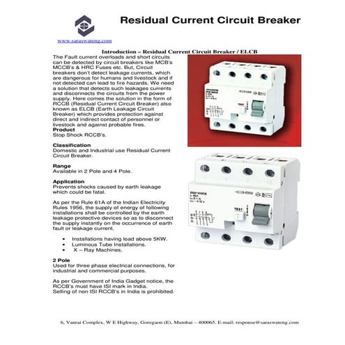 1 residual current circuit breaker (rccb) ( elcb) | PDF