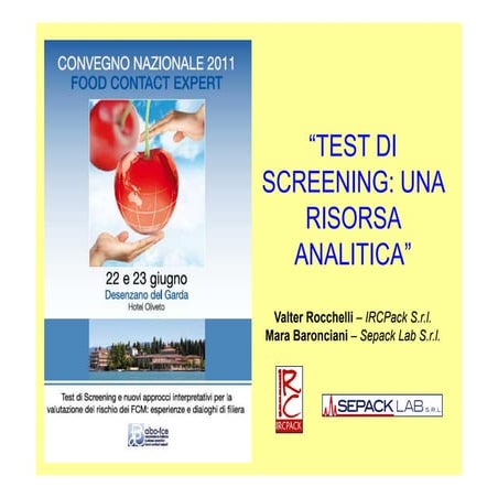TEST DI SCREENING: UNA RISORSA ANALITICA | PDF
