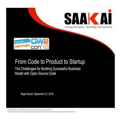 From code to product to startup: challenges for building successful ...