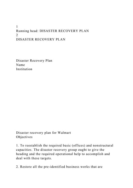 Disaster recovery plan sample 2 | DOCX
