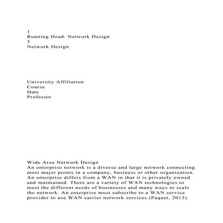 1Running Head Network Design3Network DesignUn.docx | Computer Networking | Computing