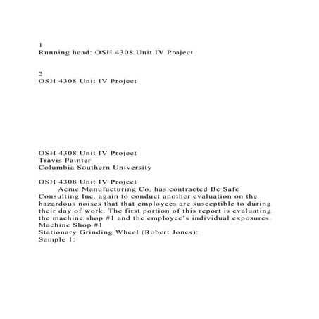 1Running head OSH 4308 Unit IV Project 2OSH 4308 Unit I.docx