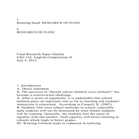 1Running Head RESEARCH OUTLINE4RESEARCH OUTLINE.docx
