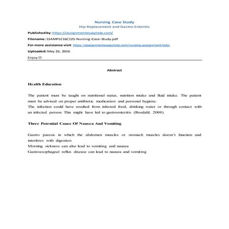 Nursing Assignment Sample on Nursing Case Study | PDF
