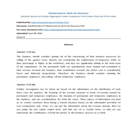 Mathematical Skills For Business | PDF