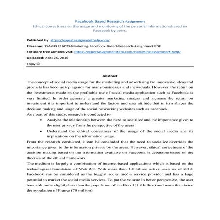 Marketing Thesis Paper on Ethical Issues with Facebook Data Privacy ...