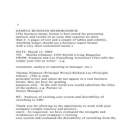 1 SAMPLE BUSINESS MEMORANDUM (The business memo format .docx