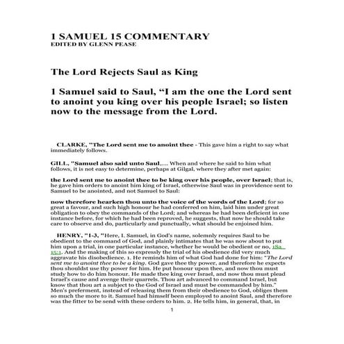 1 samuel 15 commentary | PDF | Christianity | Religion & Spirituality