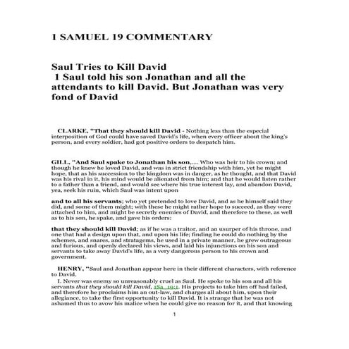 1 samuel 19 commentary | PDF