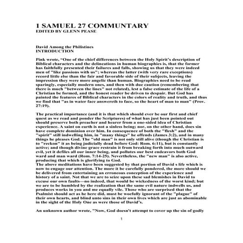 1 samuel 27 communtary | PDF