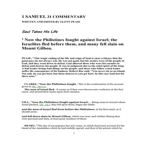 1 samuel 31 commentary | PDF