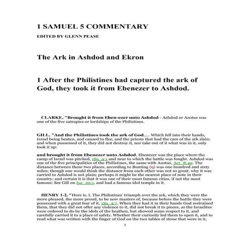 1 samuel 5 commentary | PDF