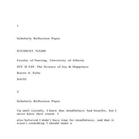 1 Scholarly Reflection Paper STUDENT NAME | DOCX