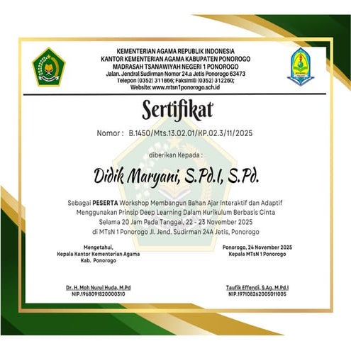 CONTOH SERTIFIKAT WORKSHOP YANG BISA DIGUNAN UNTUK MENAMBAH PORTOFOLIO ...